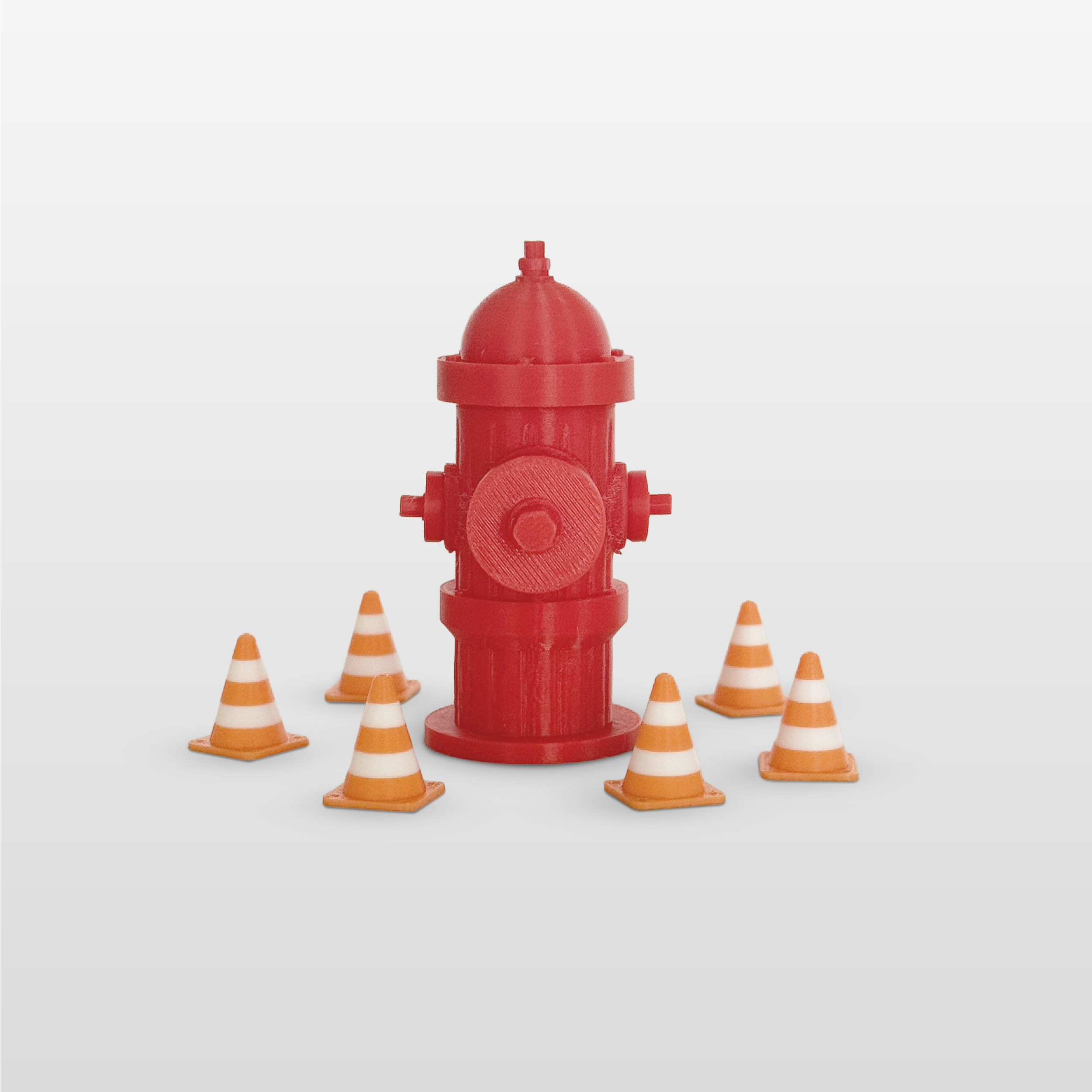 Fire Hydrant + 6 Mini Traffic Cones – Silent Obstacles